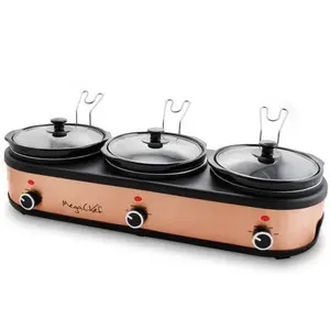 MEGACHEF Triple 2.5 Quart Slow Cooker And Buffet Server