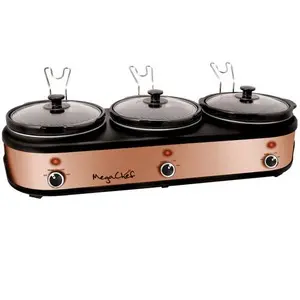 MEGACHEF Triple 2.5 Quart Slow Cooker And Buffet Server