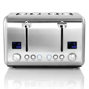 MEGACHEF 4 Slice Toaster In Stainless Steel Silver