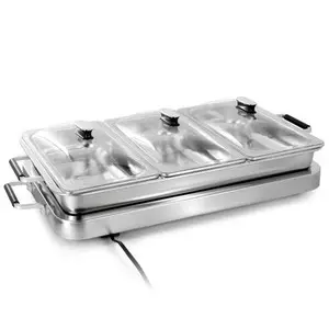 MEGACHEF 3-in-1 Electric Chaffing Buffet Server And Warming Tray With Triple 2.63 Quart Trays And 8.6 Quart Baking Pan