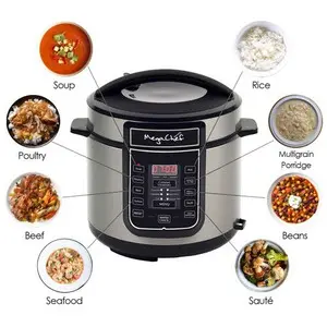 MEGACHEF 6 Quart Digital Pressure Cooker With 14 Pre-set Multi Function Features