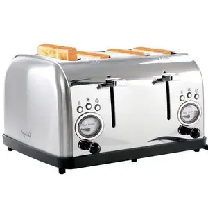 MEGACHEF 4 Slice Wide Slot Toaster With Variable Browning In Silver - Grey