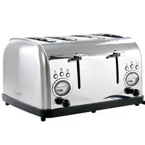 MEGACHEF 4 Slice Wide Slot Toaster With Variable Browning In Silver