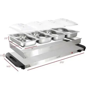 MEGACHEF Buffet Server & Food Warmer With 4 Removable Sectional Trays