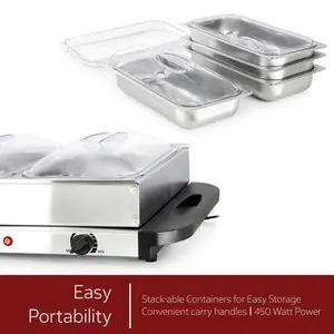 MEGACHEF Buffet Server & Food Warmer With 4 Removable Sectional Trays