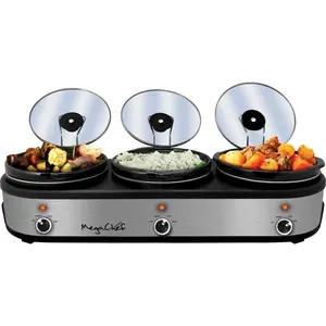 MEGACHEF Triple 2.5 Quart Slow Cooker And Buffet Server - Grey