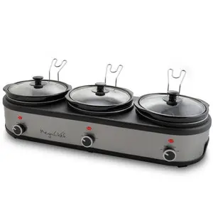 MEGACHEF Triple 2.5 Quart Slow Cooker And Buffet Server