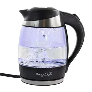MEGACHEF 1.8lt. Glass And Stainless Steel Electric Tea Kettle - Grey