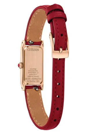 Citizen Fio Tank Red Leather Strap Watch