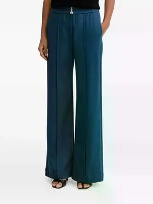 Patrizia Pepe Logo-zipper Straight Trousers - Blue