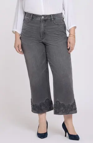 NYDJ Teresa Embroidered High Waist Ankle Jeans - Dusty Ash