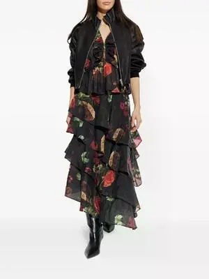 ALLSAINTS Caya Ruffled Asymmetric Skirt - Black