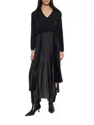 ALLSAINTS Lucille Pleated Asymmetric Dress - Black