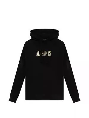 ALLSAINTS Logo-print Organic-cotton Hoodie - Black