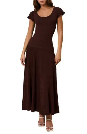 Solid & Striped The Belle Rib Knit Fit & Flare Midi Dress - Truffle