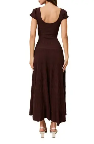 Solid & Striped The Belle Rib Knit Fit & Flare Midi Dress - Truffle