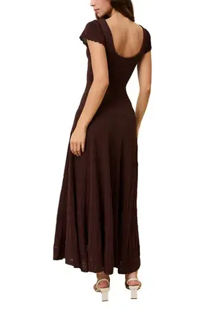 Solid & Striped The Belle Rib Knit Fit & Flare Midi Dress - Truffle