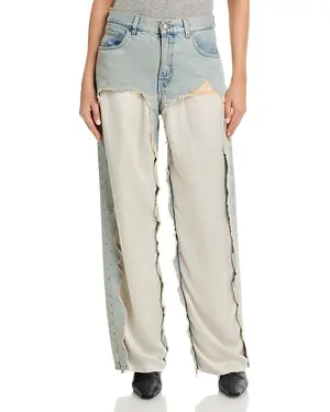 HAIKURE Bonnie Mid Rise Loose Fit Straight Jeans - Dusty Blue