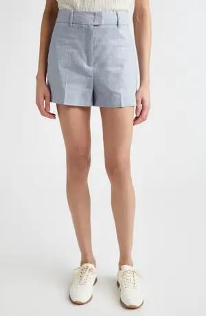Eleventy Linen & Wool Chambray Shorts - 130 Sky Blue