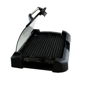 MEGACHEF Reversible Indoor Grill And Griddle With Removable Glass Lid - Black