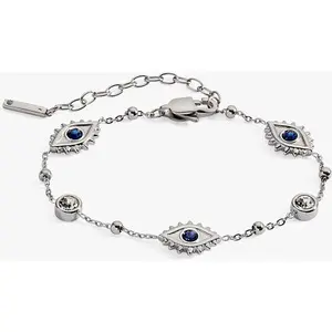 ALEX AND ANI Evil Eye Crystal Stone Chain Bracelet - Silver