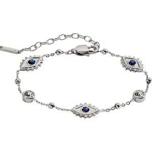 ALEX AND ANI Evil Eye Crystal Stone Chain Bracelet - Silver