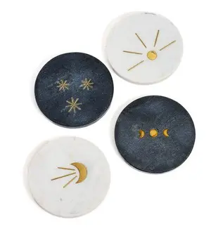 MATR BOOMIE Indukala Moon Phase Marble Coastersset Of 4 - Multicolor