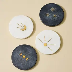 MATR BOOMIE Indukala Moon Phase Marble Coastersset Of 4