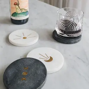 MATR BOOMIE Indukala Moon Phase Marble Coastersset Of 4