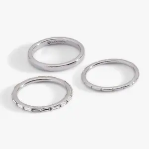 ALEX AND ANI Baguette Stacking Ring Set Of 3 - Silver