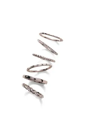 ALEX AND ANI Baguette Stacking Ring Set Of 3 - Silver