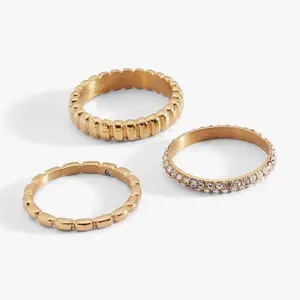 ALEX AND ANI Multi Textured Stacking Ring Set Of 3 - Gold