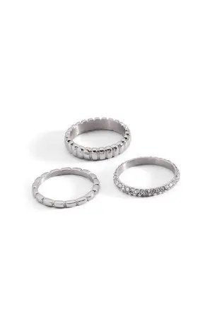 ALEX AND ANI Multi Textured Stacking Ring Set Of 3 - Silver