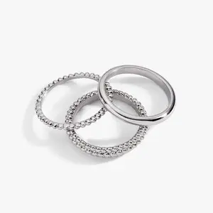 ALEX AND ANI Textured Stacking Ring Set Of 3 - Silver