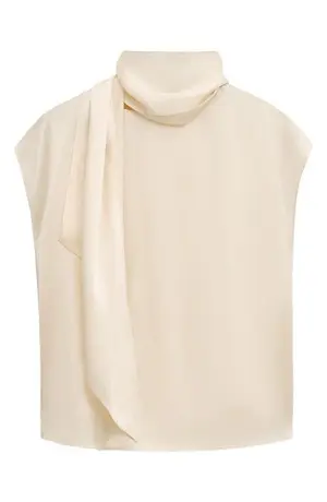 Mango Tie Neck Silk Top