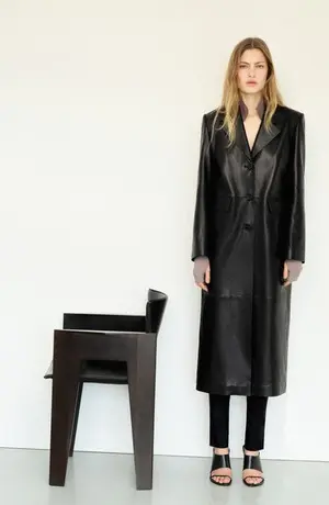 Mango Long Leather Coat