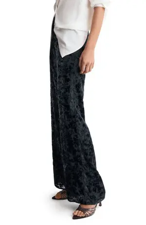 Mango Devoré Velvet Straight Leg Pants