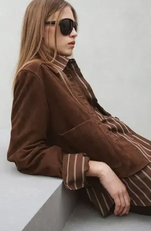 Mango Stripe Cotton Button-up Shirt