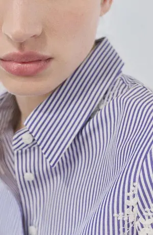Mango Embroidered Stripe Shirt