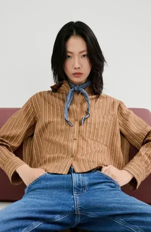 Mango Stripe Rhinestone Shirt