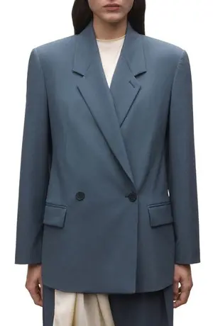 Mango Double Breasted Suit Jacket - Blue