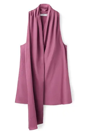 Mango Scarf Crinkle Satin Top - Light/pastel Purple