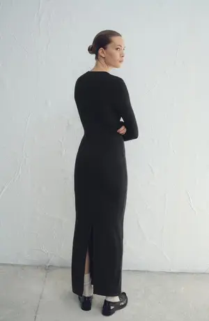 Mango Drape Combined Long Sleeve Maxi Dress
