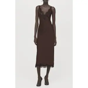 Mango Satin Camisole Midi Dress - Brown
