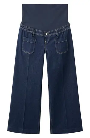 Mango Over The Bump Patch Pocket Wide Leg Maternity Jeans