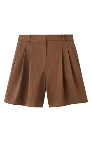 Mango Pleated Pinstripe Bermuda Shorts