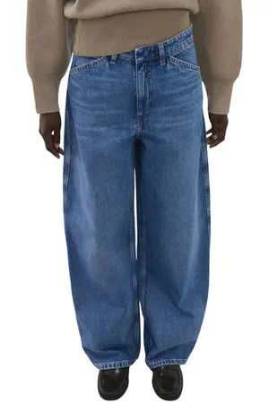 Mango Mid-rise Balloon Jeans - Medium Blue
