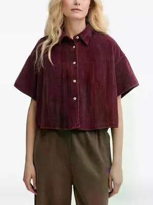American Vintage Padow Corduroy Cropped Shirt - Purple