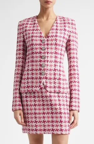 St. John Suzy Ritz Tweed Jacket - Peony/magenta Metallic Multi