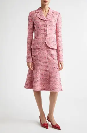 St. John Provence Cap-sleeve Tweed Dress